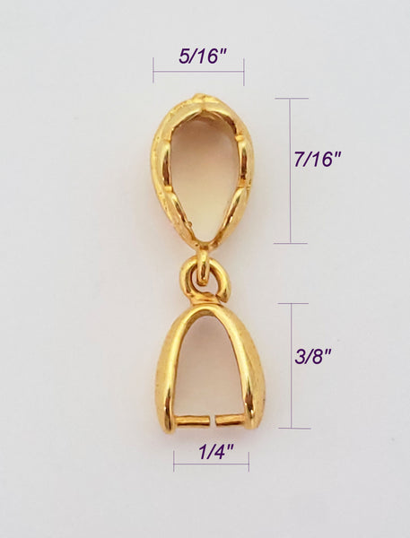 Jewelry Findings - Bails - Gold Decorative Pinch Bail (Pkg of 5 or 10 ...