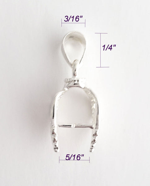 Jewelry Findings - Bails - Bright Silver, Large Filigree Pinch Bails ...