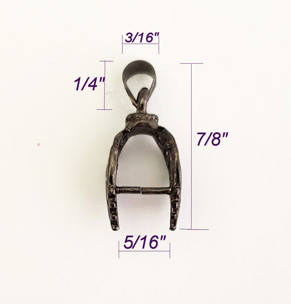 Jewelry Findings, Bails, Gunmetal, Large Filigree (5 or 10) Pinch Bail ...
